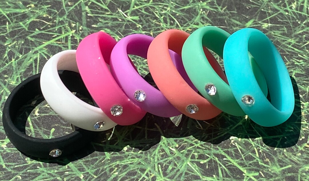 Rhinestone Silicone Rings, 5.7 Mm Stackable, Water Proof, Engagement ...