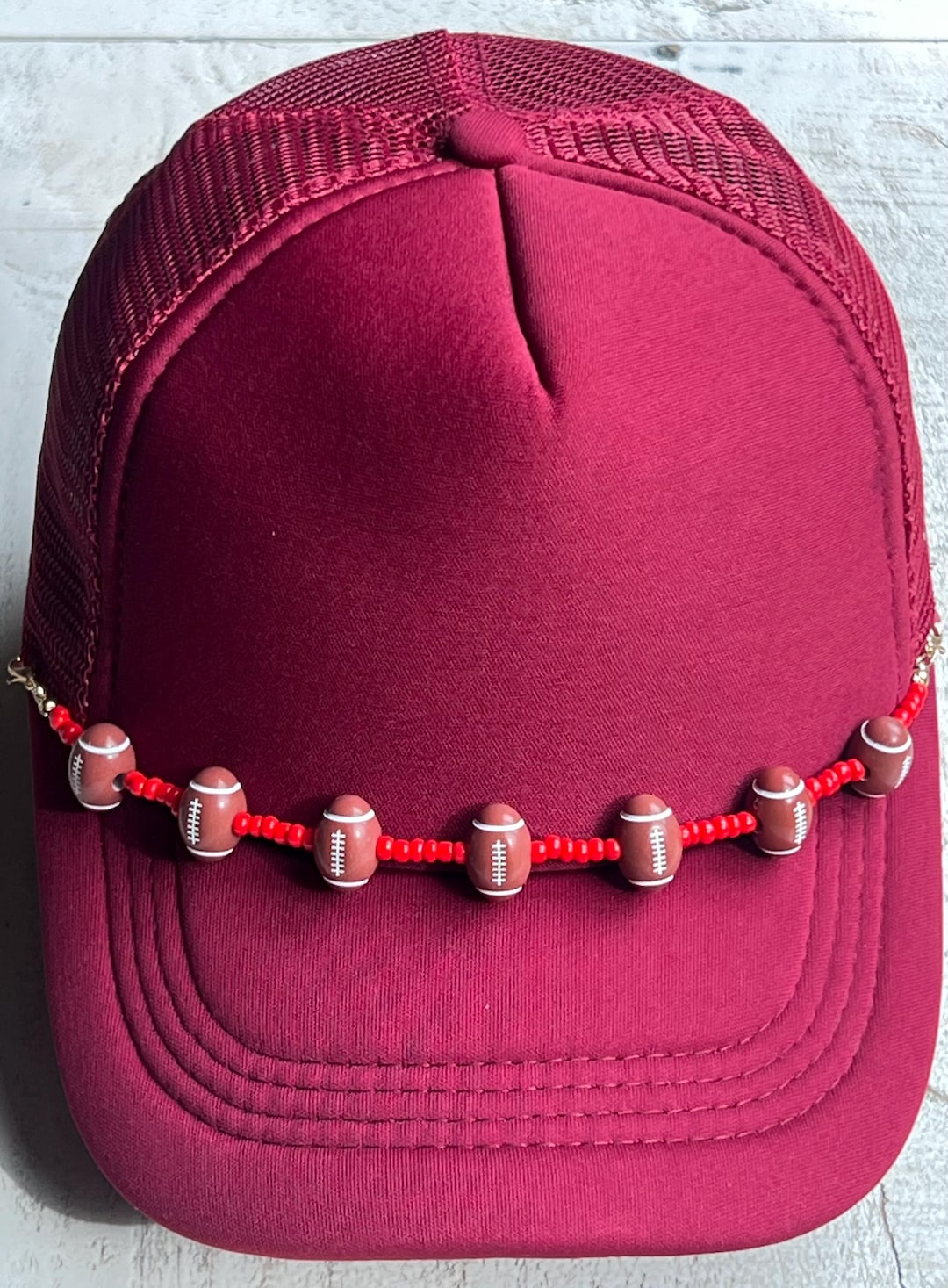 Football (RED) Hat Chain, Hat Accessories, Hat Jewelry, Hat Chains, Fun ...