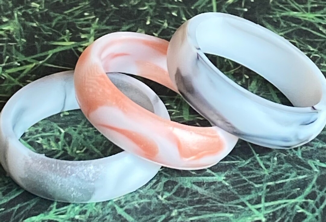 MARBLE Silicone Rings, Stackable, Water Proof, Wedding, Eco Friendly ...