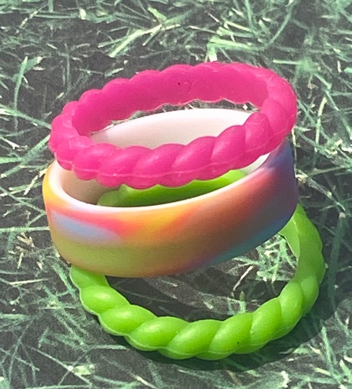 Tie Dye Rainbow 3 SET Silicone Rings Stackable Water Proof - Etsy