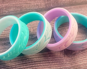 Pattered Silicone Rings, Stackable, Water Proof, Wedding, Eco Friendly ...