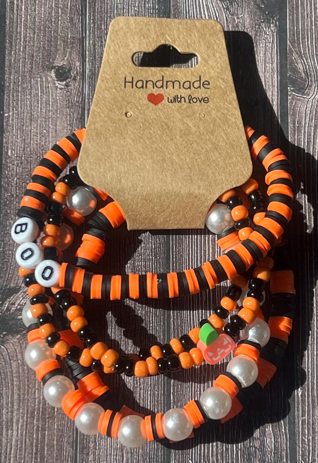 Halloween Beaded Bracelet Set, Fall Colors, Halloween, Autumn, Clay ...