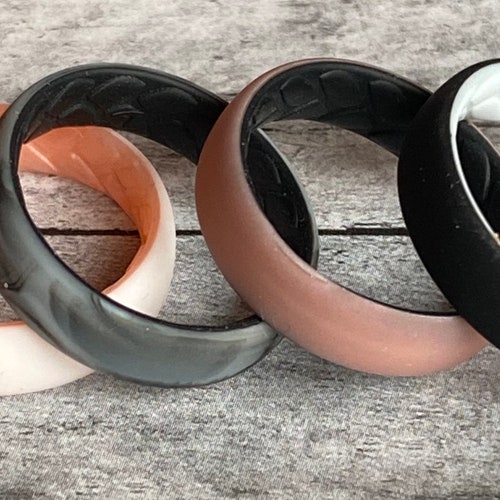 Pattered Silicone Rings Stackable Water Proof Wedding Eco - Etsy