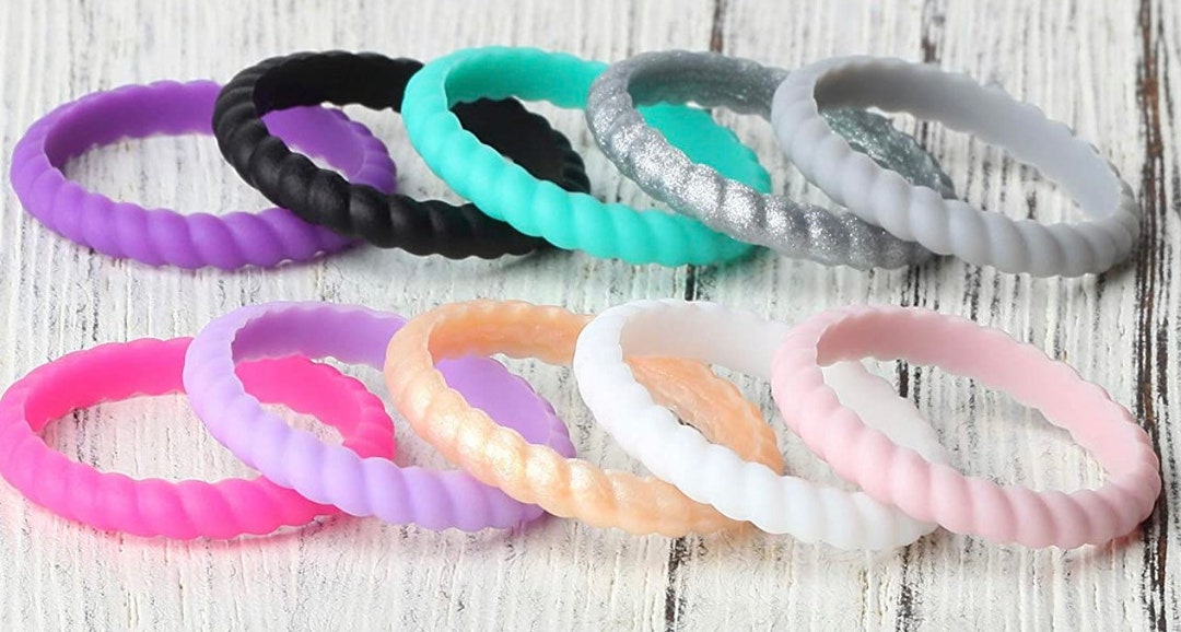 Braided Stackable Silicone Rings, Stackable, Water Proof, Eco Friendly ...