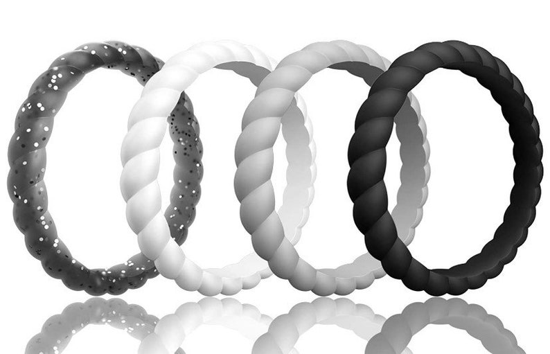 Braided Stackable Silicone Rings stackable water proof eco | Etsy