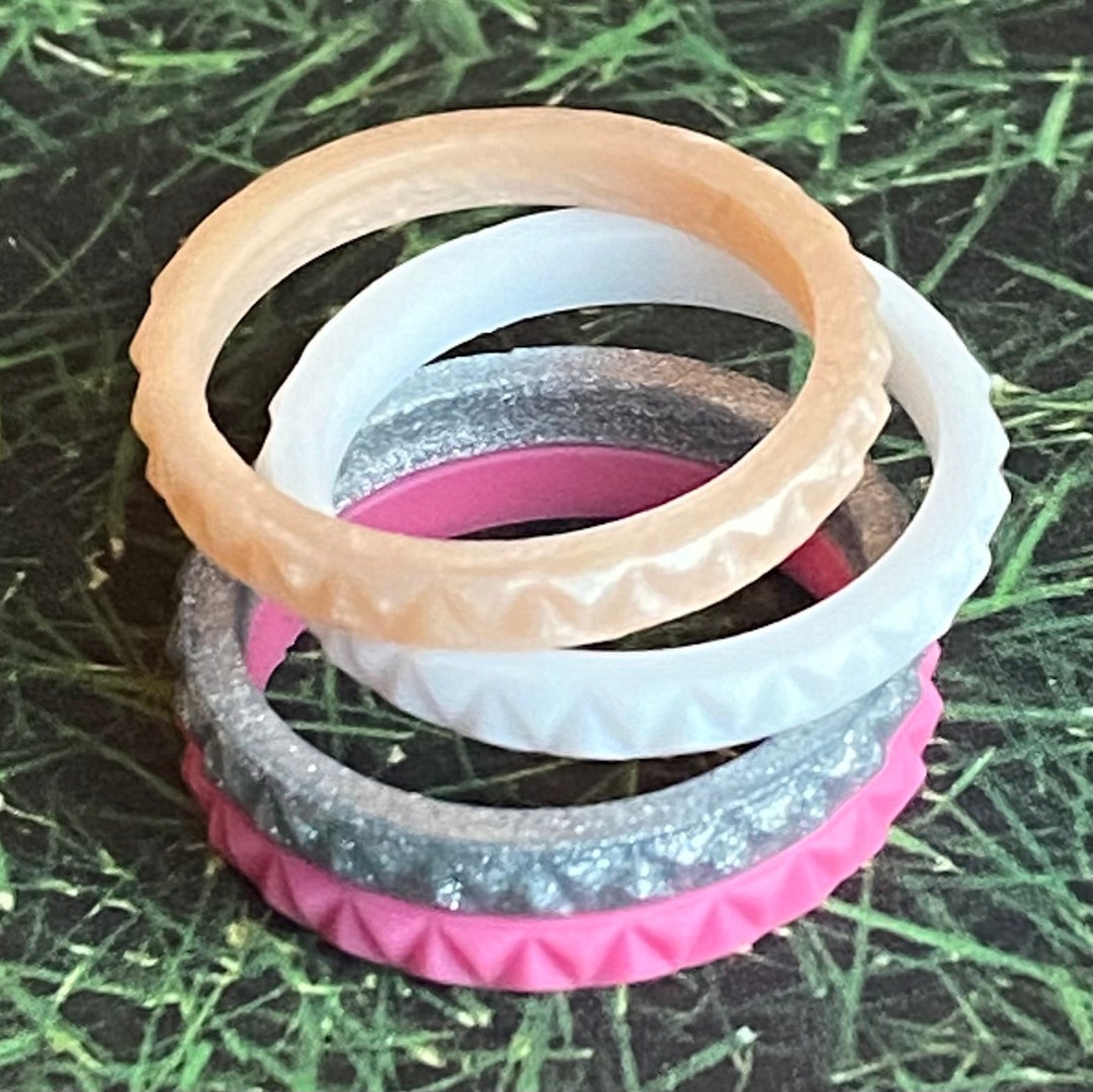Diamond Cut Silicone Rings, Stackable, Water Proof, Wedding, Eco ...