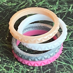 Diamond Cut Silicone Rings, Stackable, Water Proof, Wedding, Eco ...