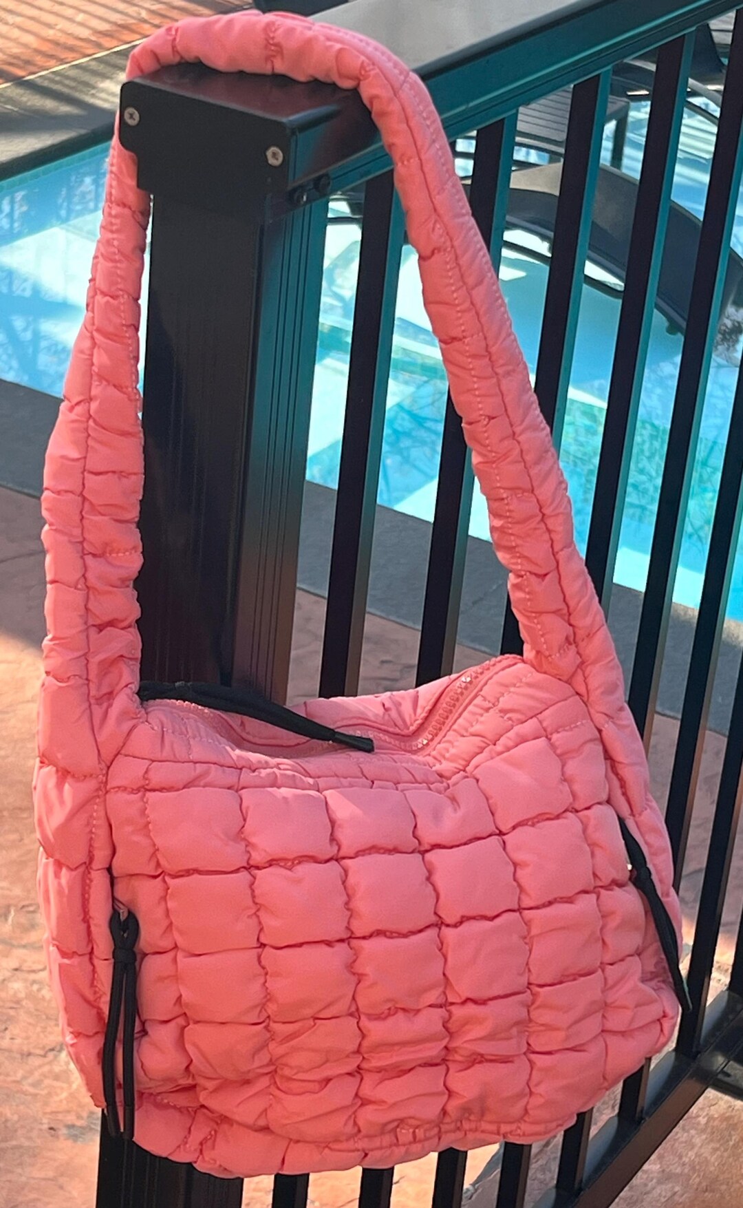 SALMON Quilted Medium Puffy Handbag, Perfect for Women Who Love Trendy ...