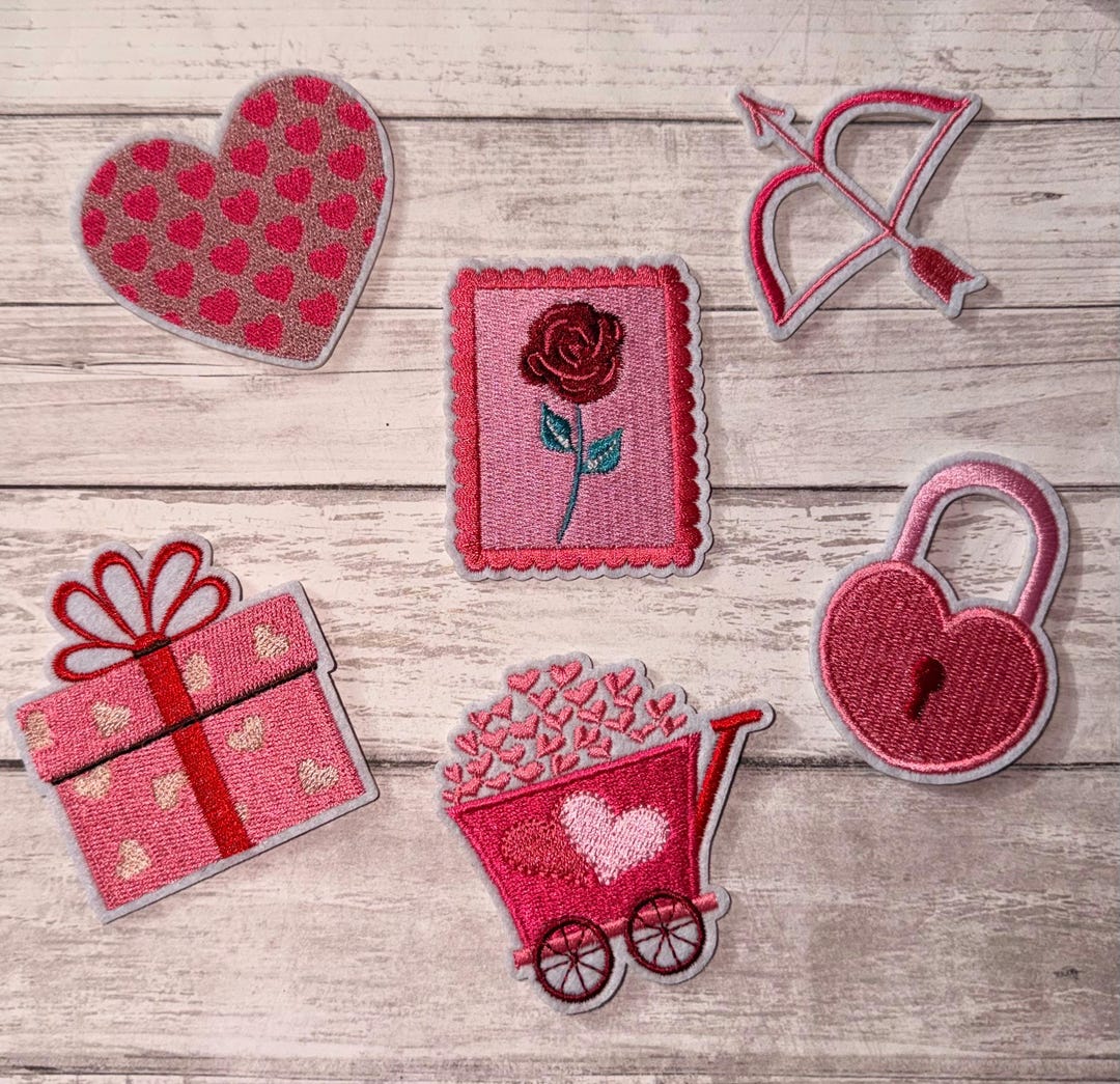 Valentine’s-themed Embroidered Patches! Each Patch Features a Sweet ...