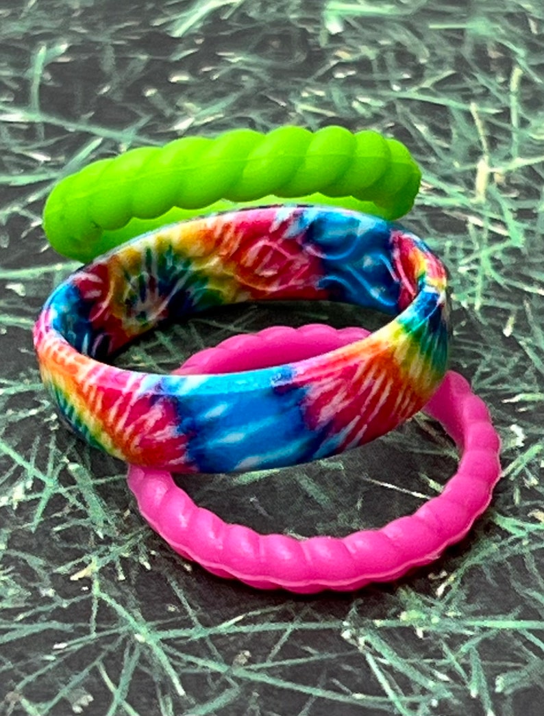 Tie Dye Silicone Ring Stackable Durable Wedding Eco - Etsy