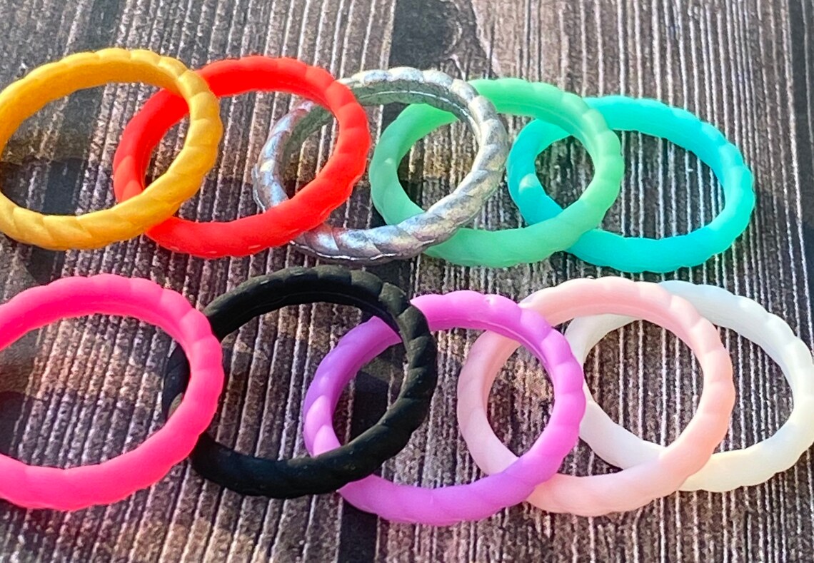 Braided Silicone Rings Stackable Water Proof Eco Friendly - Etsy