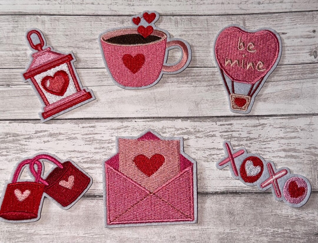 Valentine’s-themed Embroidered Patches! Each Patch Features a Sweet ...