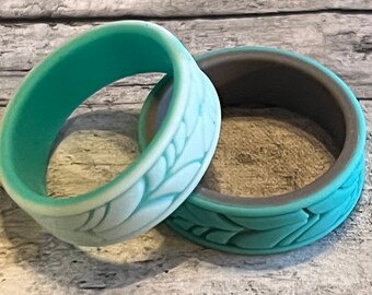 Pattered Silicone Rings Stackable Water Proof Wedding Eco - Etsy