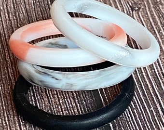 Pattered Silicone Rings Stackable Water Proof Wedding Eco | Etsy