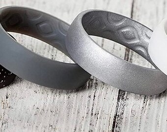 Pattered Silicone Rings, Stackable, Water Proof, Wedding, Eco Friendly ...