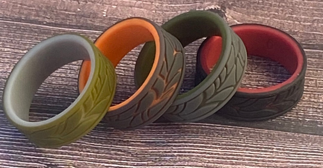 Beautiful Patterned Silicone Rings, Stackable, Water Proof, Wedding ...