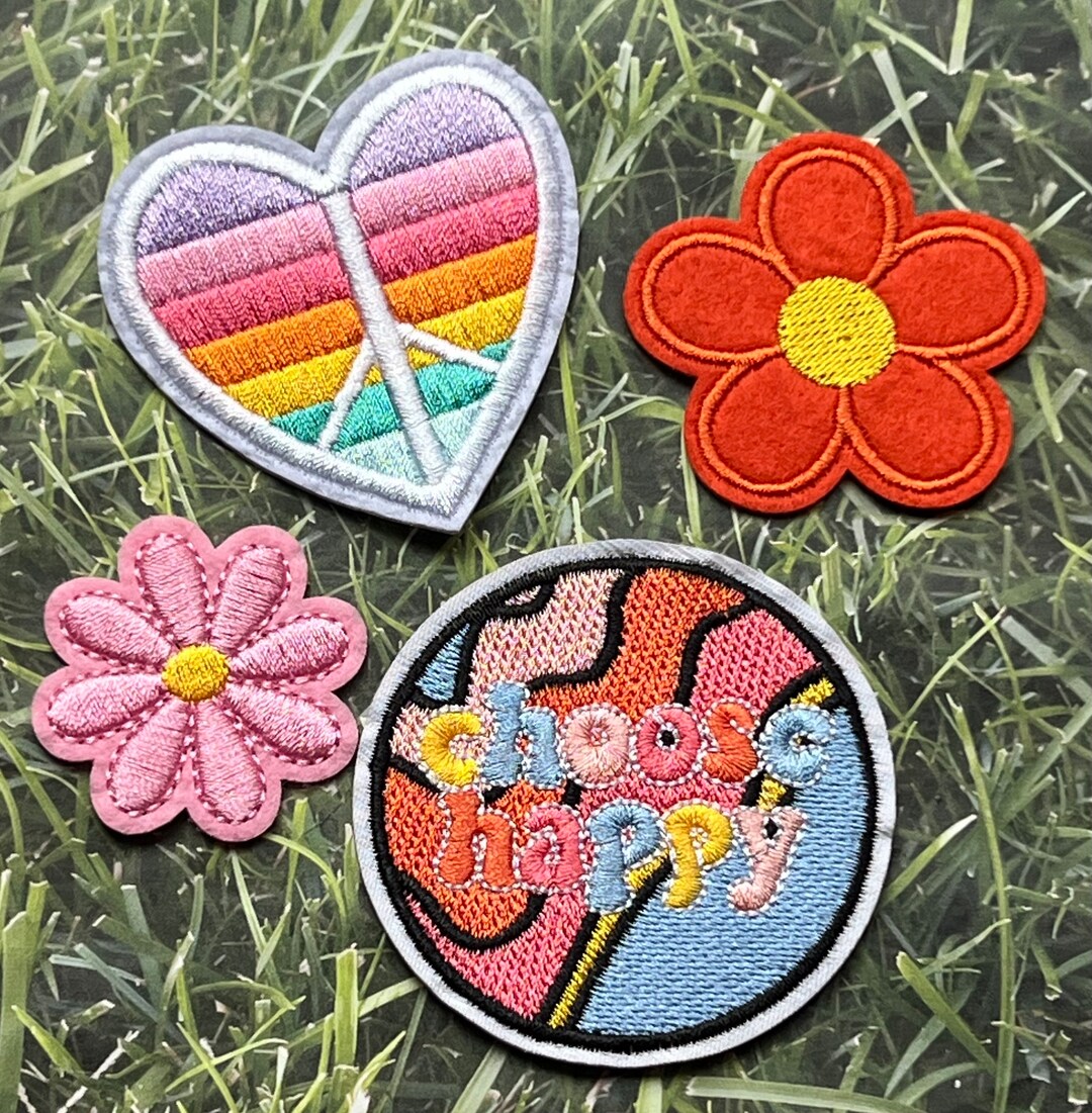 Boho, Hippy, Groovy Iron on Patches, Trucker Hat Patches, Clothing ...