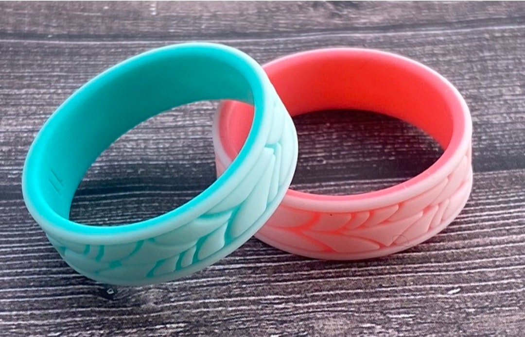 Pattered Silicone Rings, Stackable, Water Proof, Wedding, Eco Friendly ...