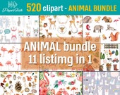 Small BUNDLE ANIMAL Clipart More Than 500 Cliparts Cute - Etsy