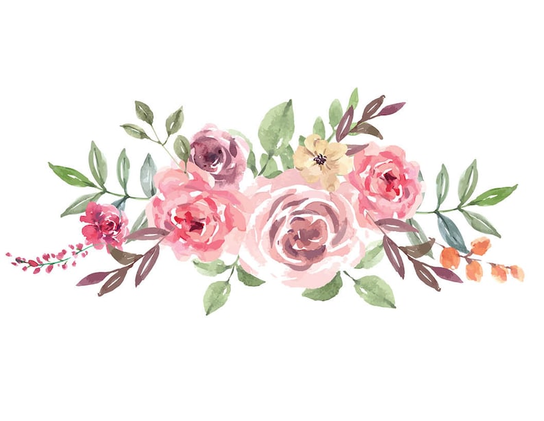50 Flower Posies Watercolor Clipart Wedding Floral Frame - Etsy Denmark