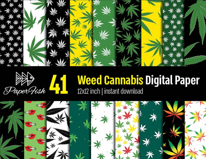 41 Weed Cannabis Digital Paper Marijuana Cannabis 420 - Etsy Canada