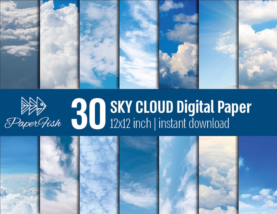 30 Clouds Sky Paper Digital Paper Sky Scrapbook Paper Pack Modern ...