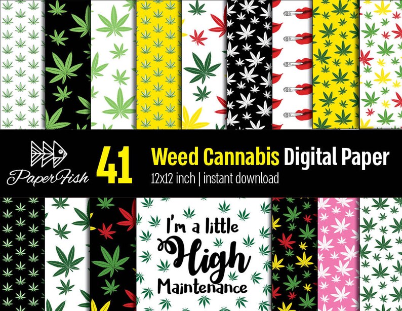 41 Weed Cannabis Digital Paper Marijuana Cannabis 420 - Etsy Canada