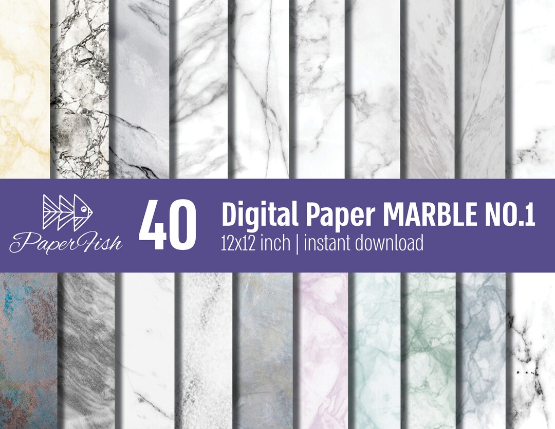 40 Marble Digital Paper White Marble Paper Scrapbook Paper - Etsy