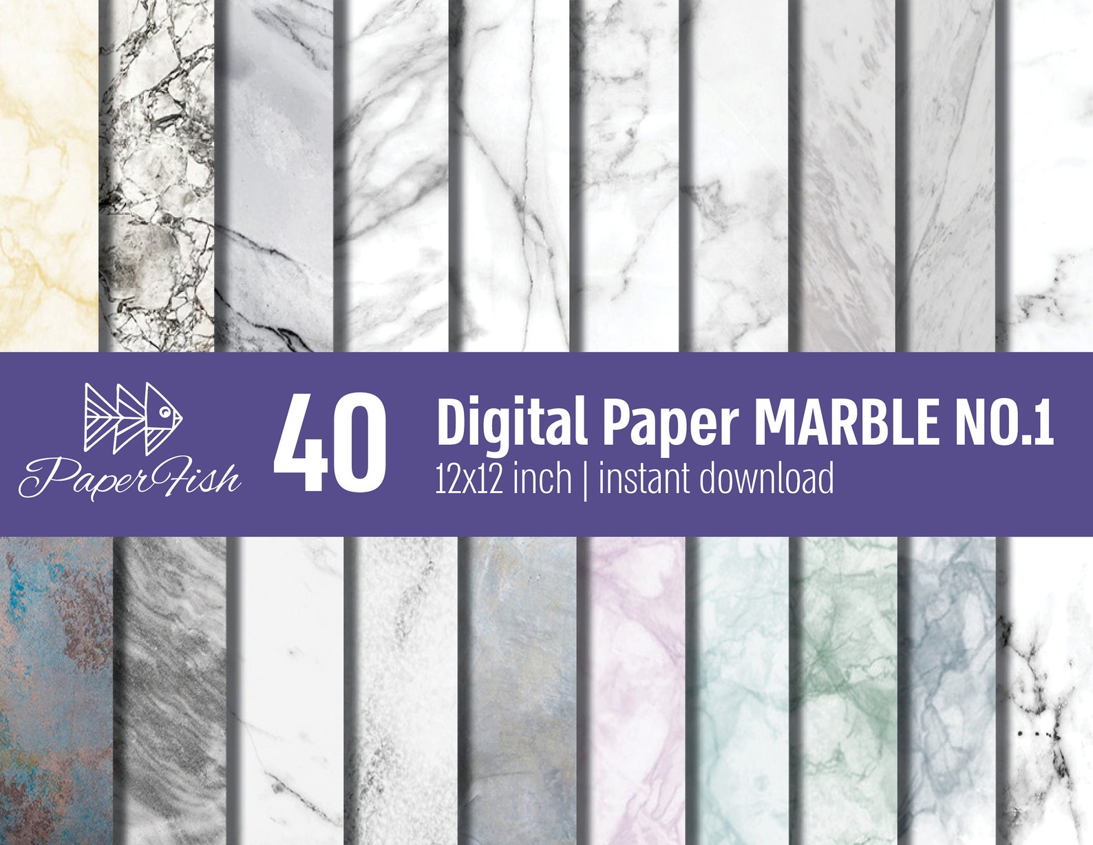 40 Marble digital paper White marble paper Scrapbook Paper | Etsy