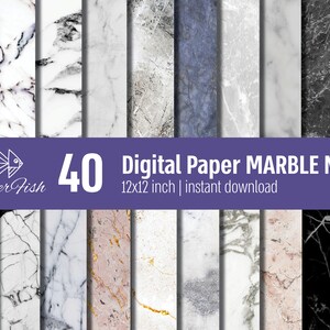 40 Marble Digital Paper White Marble Paper Scrapbook Paper - Etsy