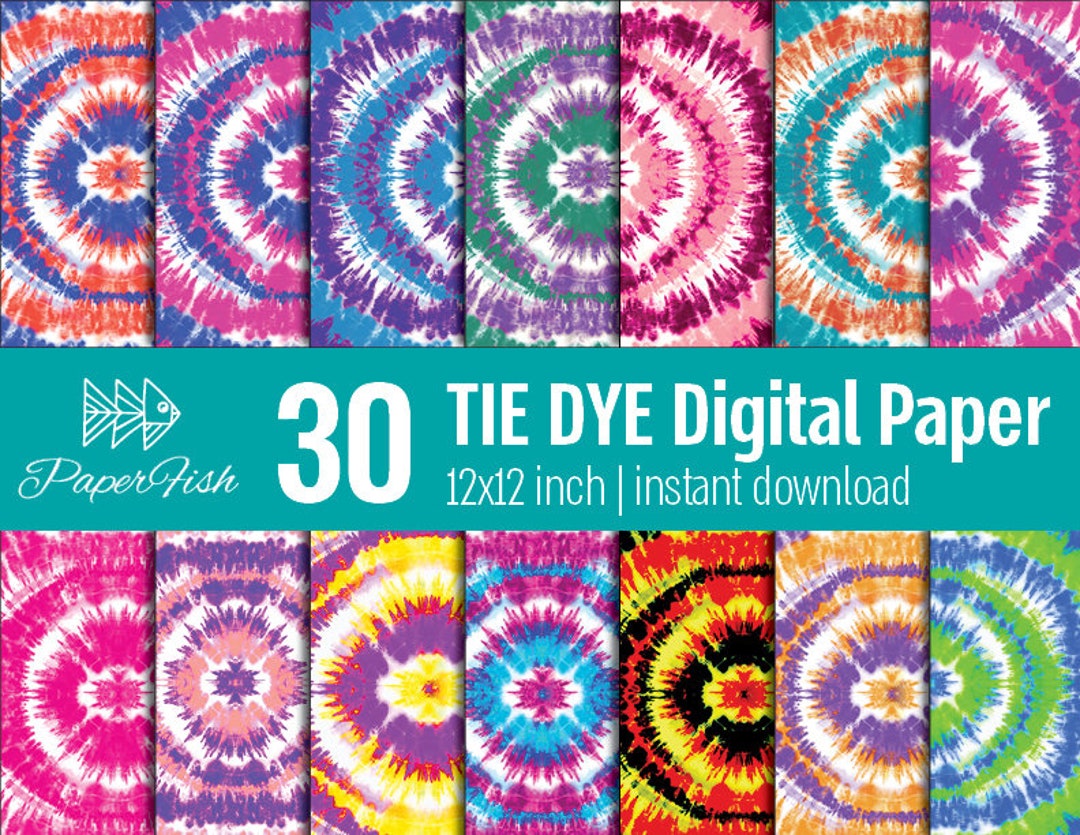 30 Tie Dye Digital Paper Pastel Colors Rainbow TIE DYE Papers Scrapbook ...