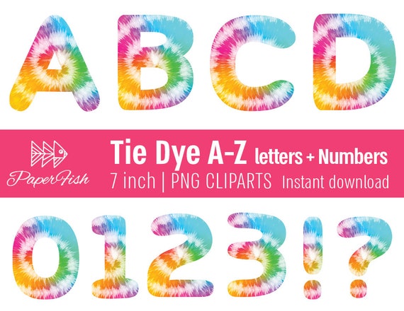 Tie Dye Colored Lettering