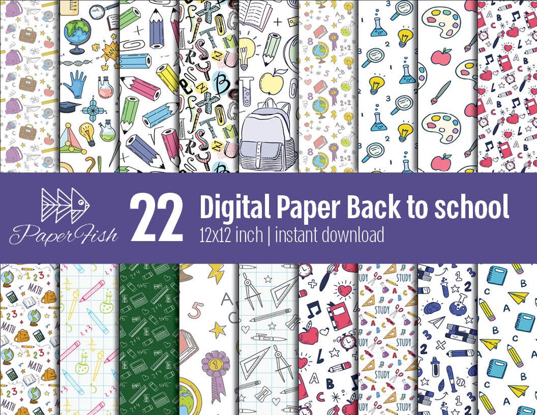 22 Back to School Digital Paper School Supplies Pattern - Etsy Canada