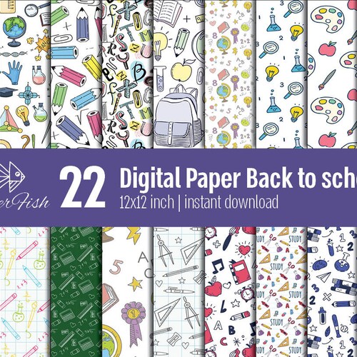 Back to School Digital Paper Pack Teacher Scrapbook Pages - Etsy