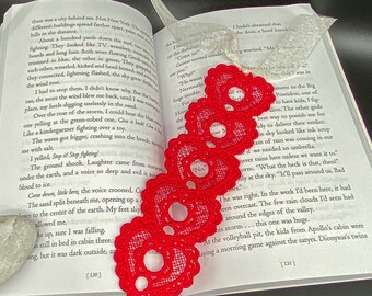 Heart Lace Bookmark, Freestanding Lace, Lace Bookmark, Embroidered Lace ...
