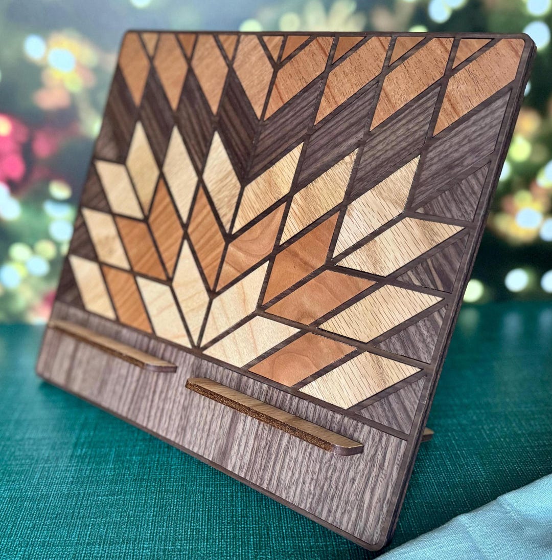 Personalized Quilted Wood Tablet Stand: Engraved Phone & Ereader Holder ...
