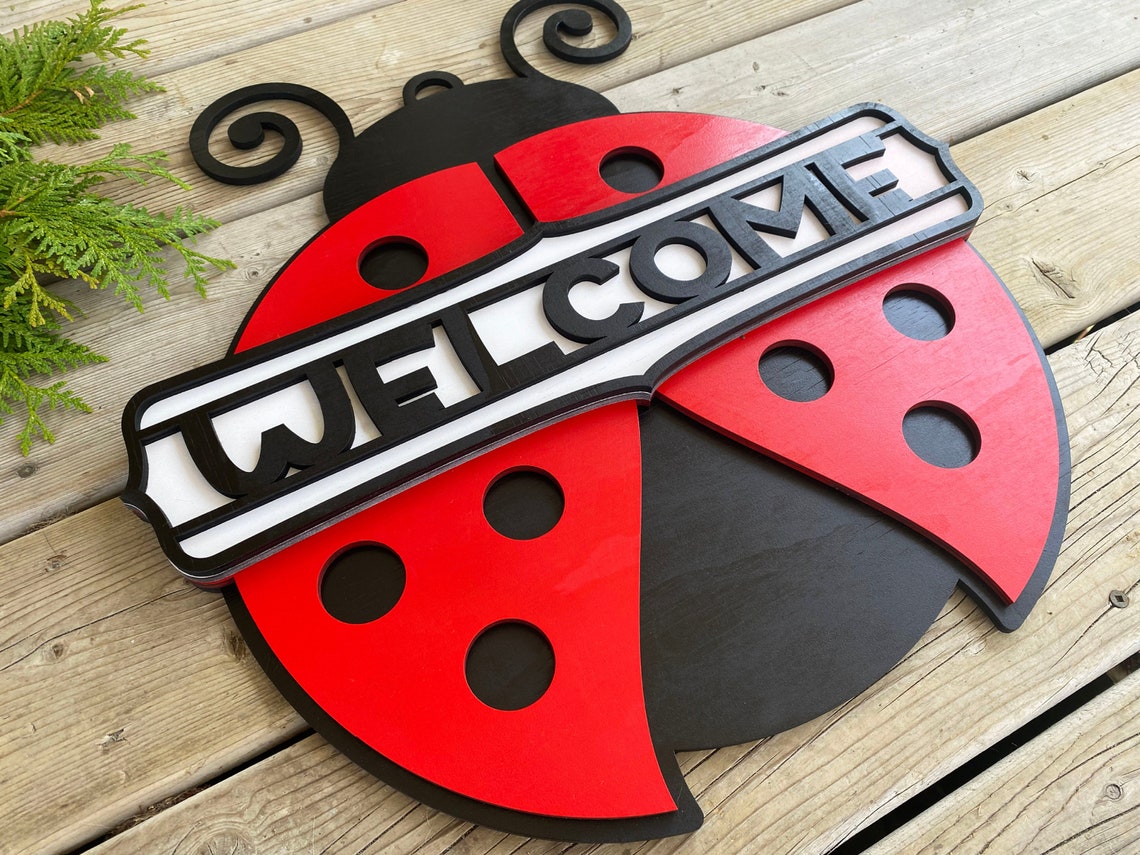 Adorable Love Bug Ladybird Welcome Sign. Little Critters Door Hanger ...