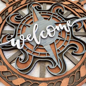 Nautical Ship's Wheel Welcome Sign - Coastal Beach House Decor - A ...