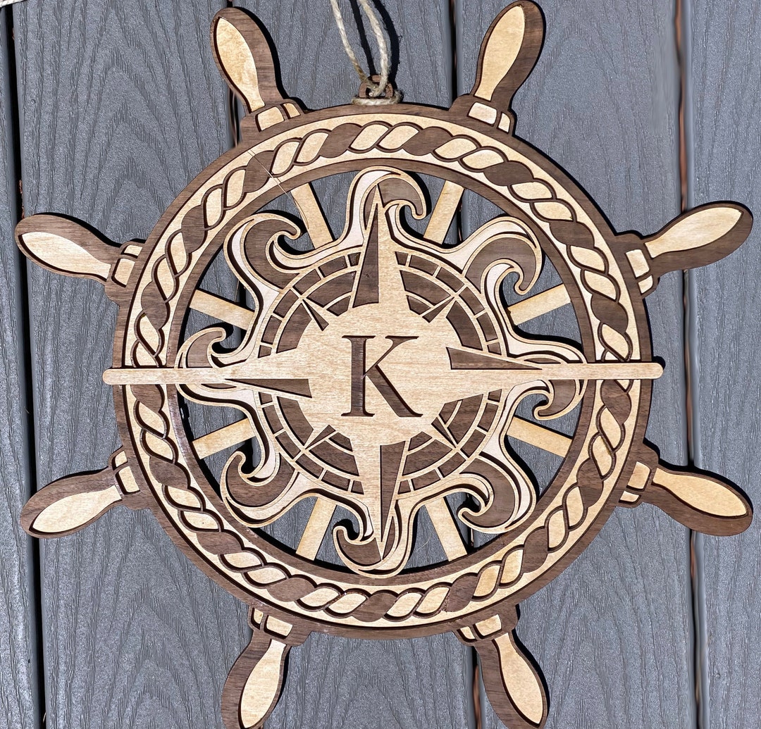 Nautical Ship's Wheel Welcome Sign - Coastal Beach House Decor - A ...