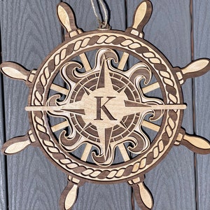 Nautical Ship's Wheel Welcome Sign - Coastal Beach House Decor - A ...