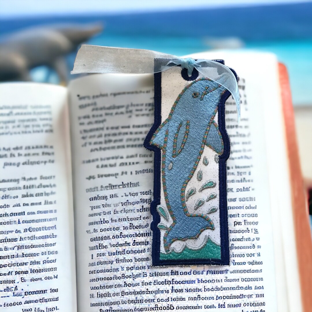 Personalised Dolphin Embroidered Bookmark - Etsy