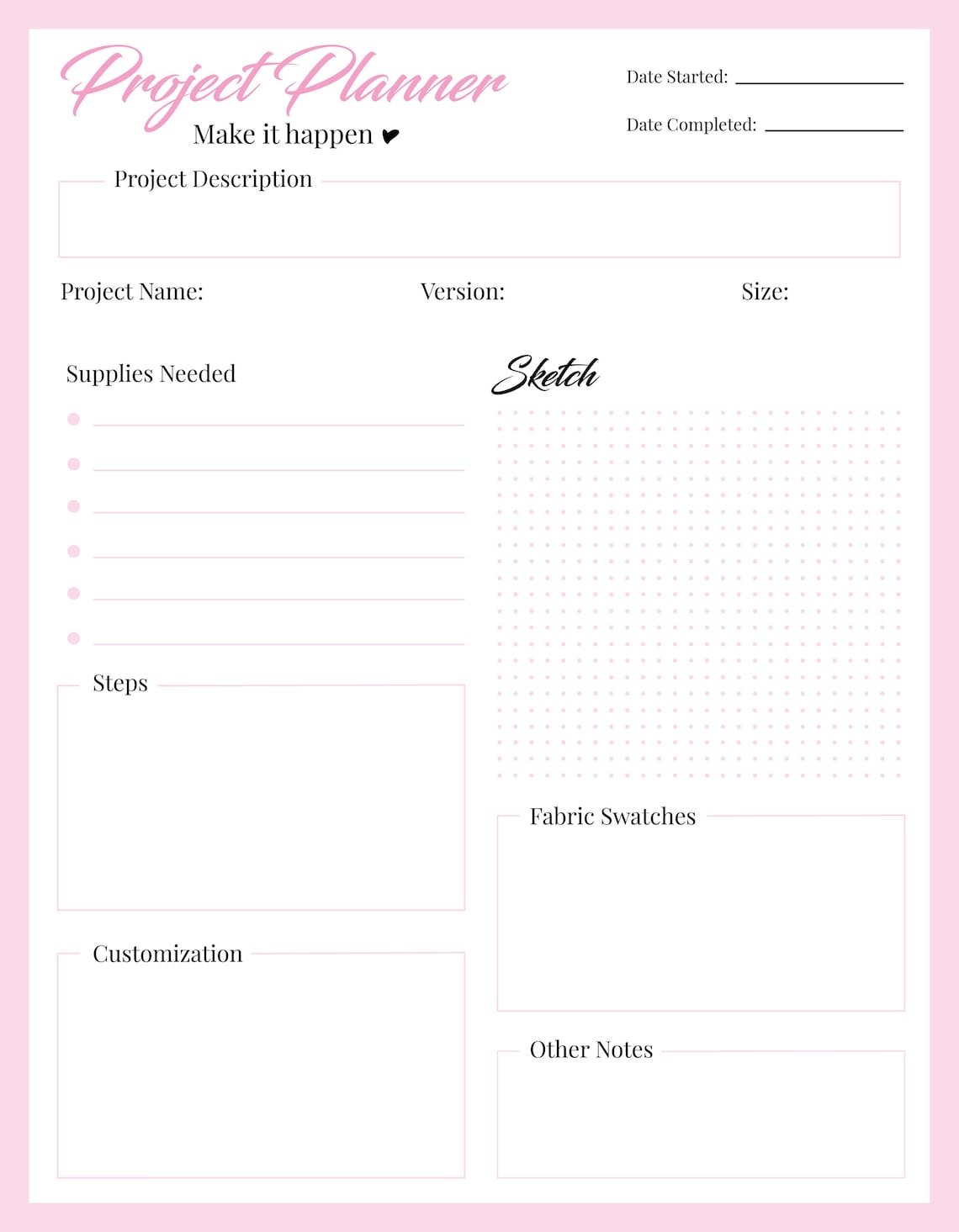PDF Printable Project Planner - Etsy
