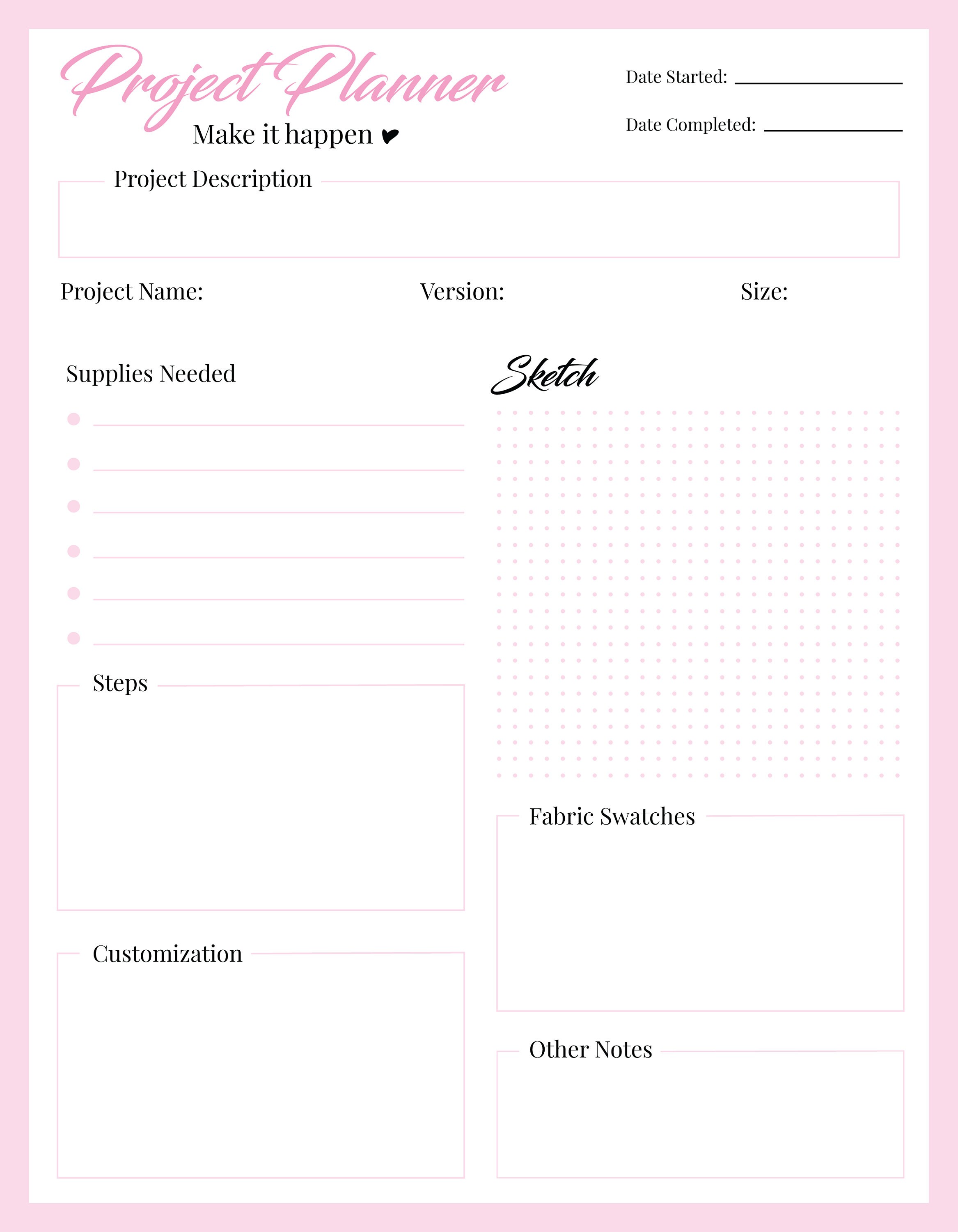 PDF Printable Project Planner - Etsy