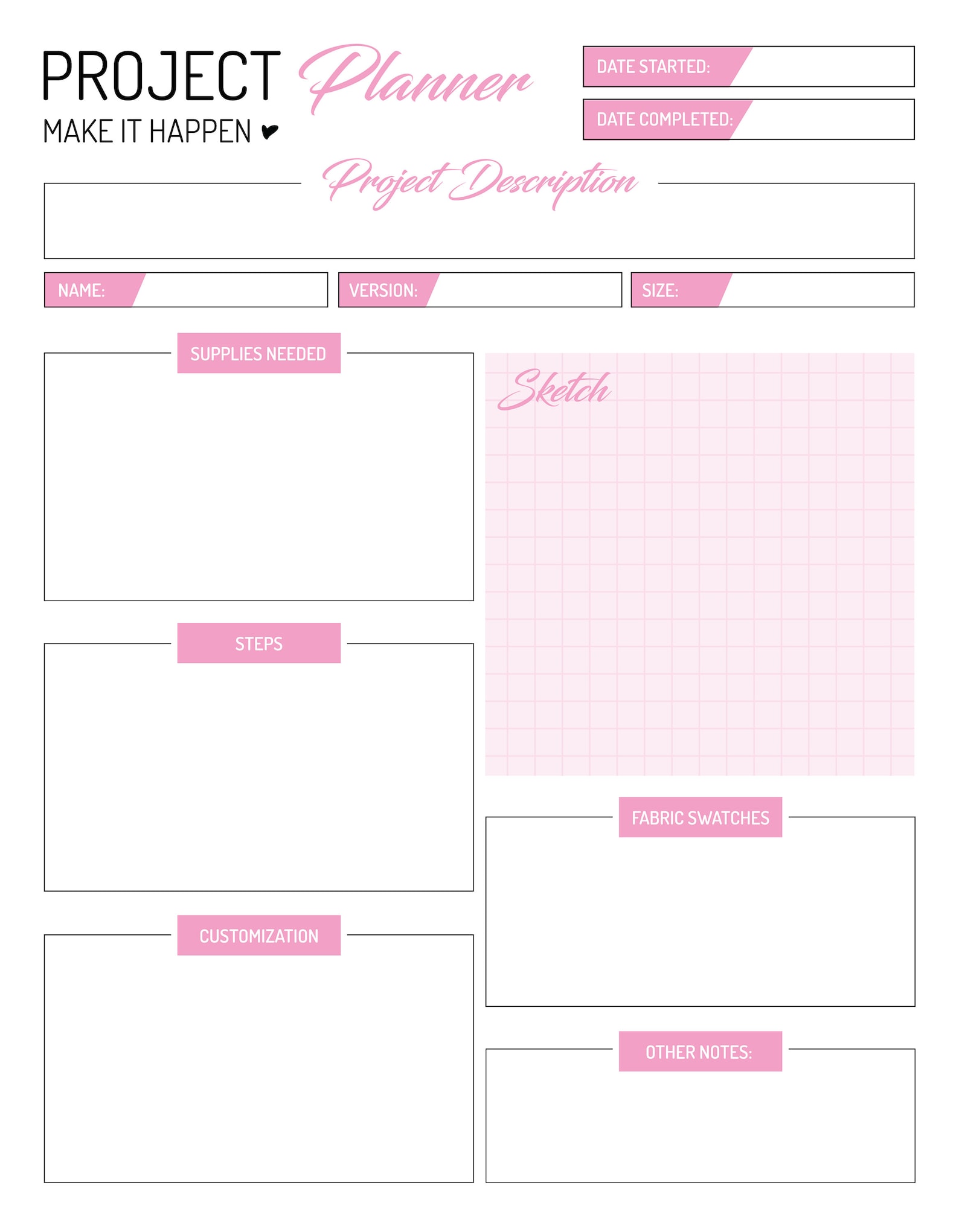 PDF Printable Project Planner - Etsy