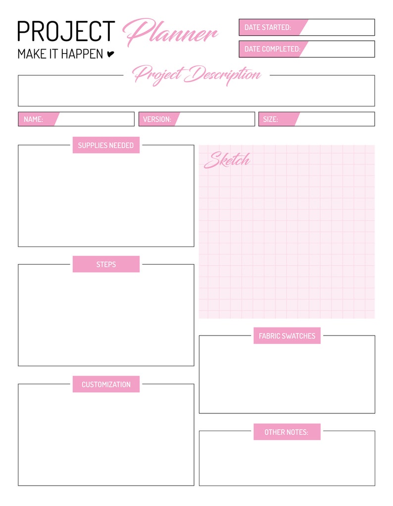 PDF Printable Project Planner - Etsy