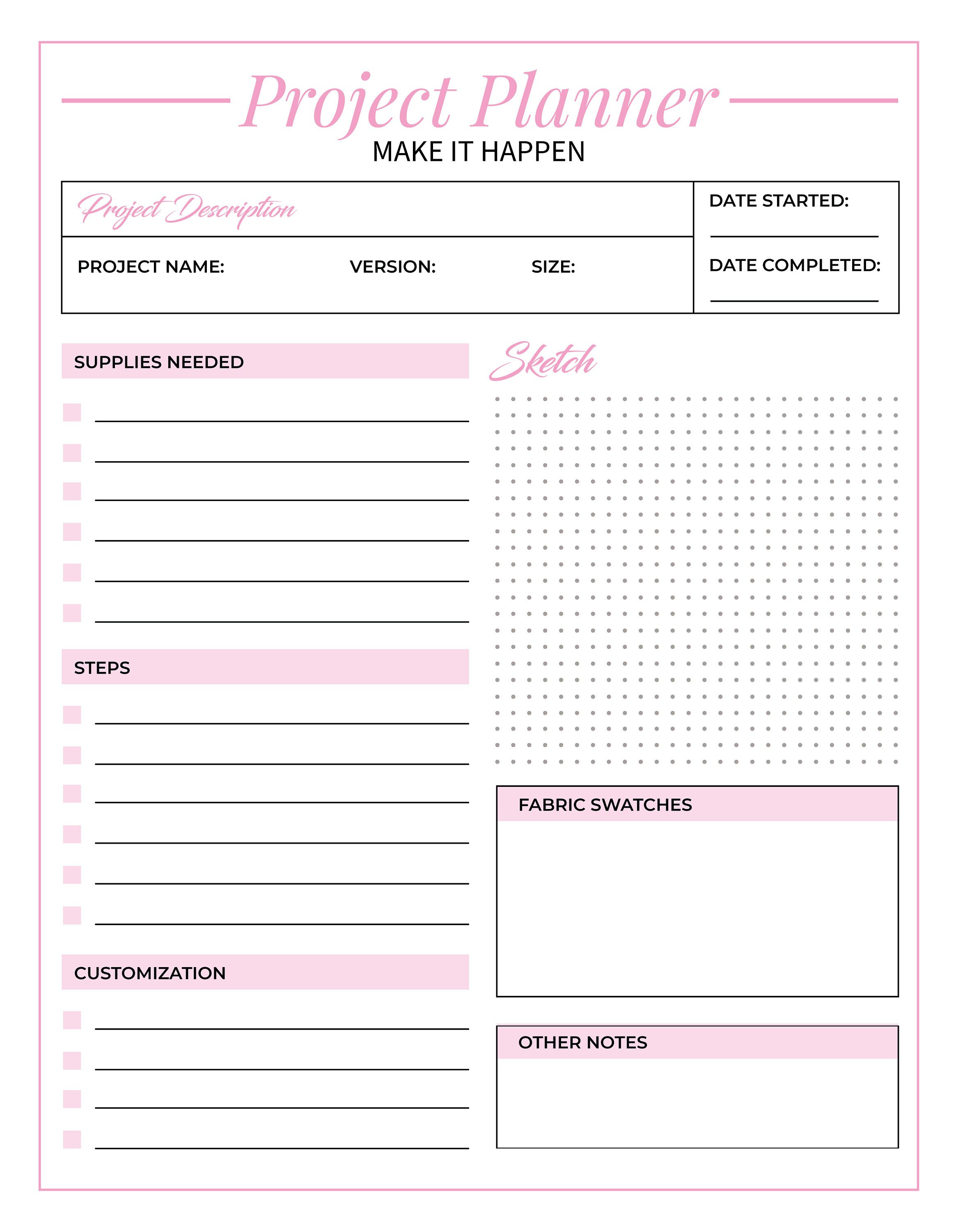 PDF Printable Project Planner - Etsy
