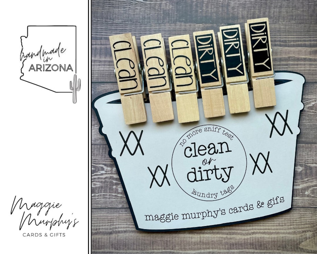 Clean & Dirty Clip on Clothespin Tag for Laundry, Unique Gift, Home ...