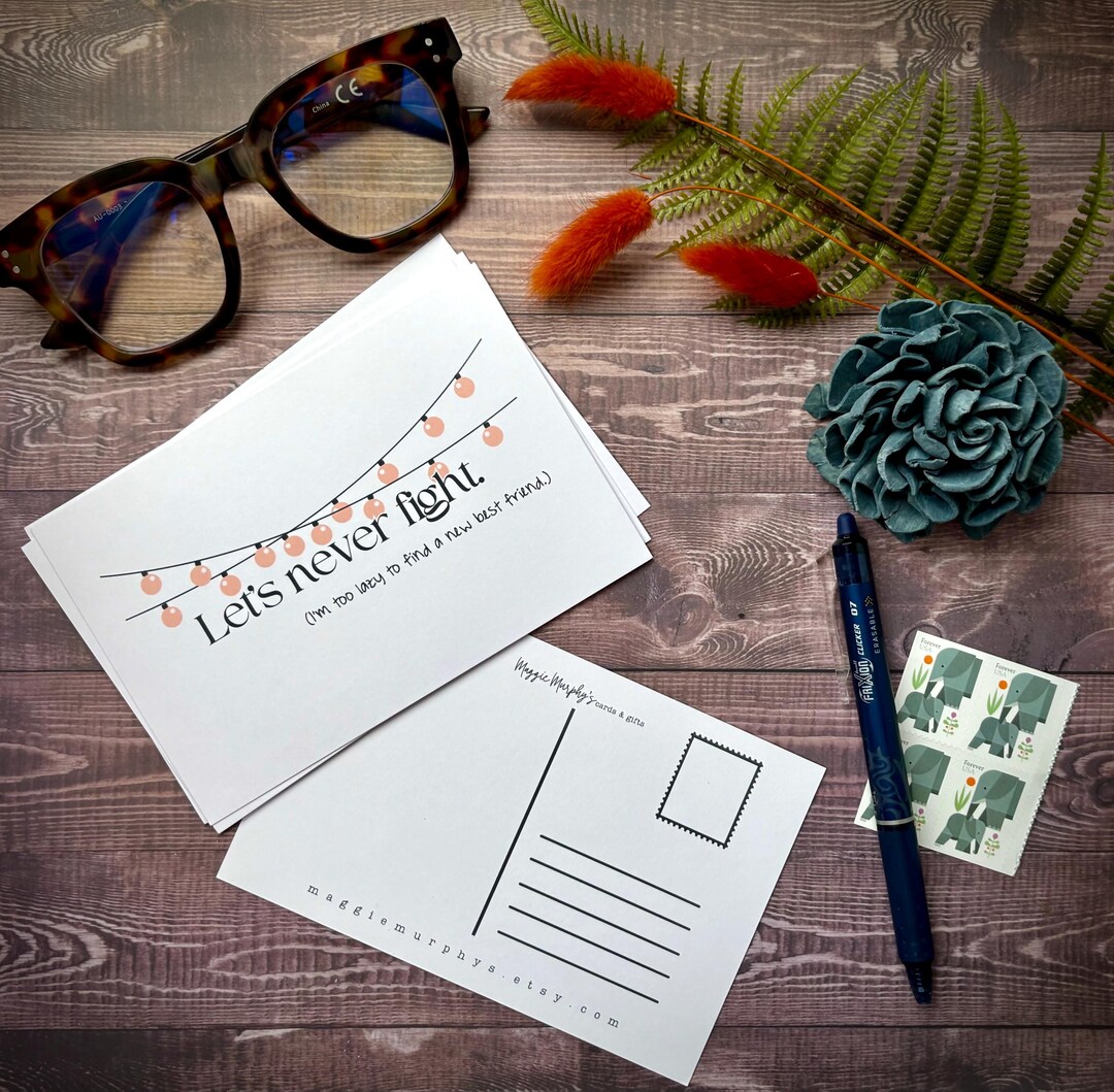 Set of 6 Best Friend Postcards - STAMPS INCLUDED - Friendship - Long ...