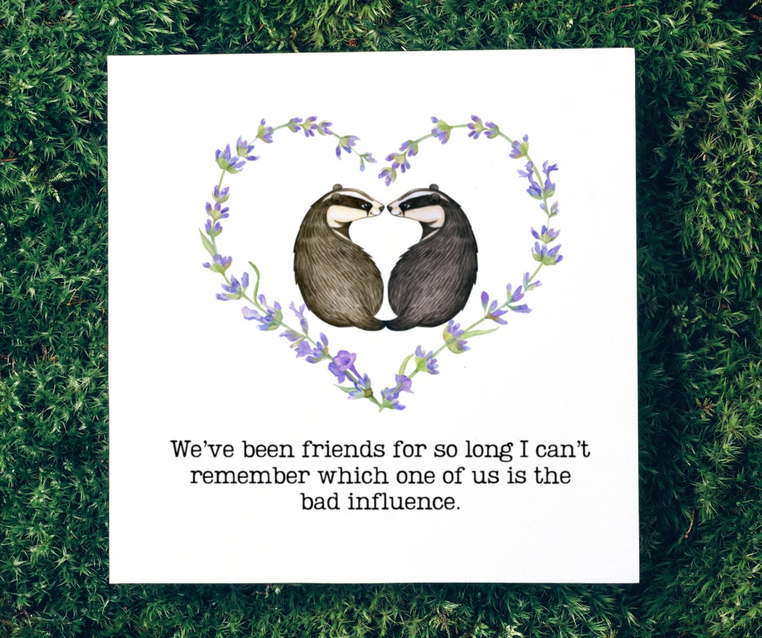 Funny Friendship Greeting Card, Best Friends, Bad Influence, Childhood ...