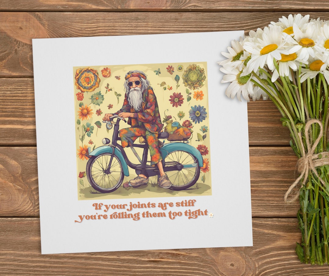 Old Hippie Stiff Joints Birthday Card - Vintage Retro Weed Pothead ...